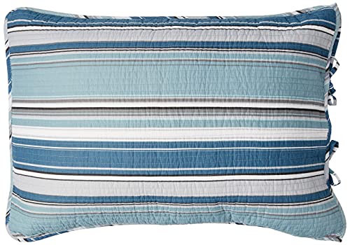 Stone Cottage Fresno Collection Quilt Set-100% Cotton, Reversible, Medium Weight Bedding with Matching Shams, Queen, Blue
