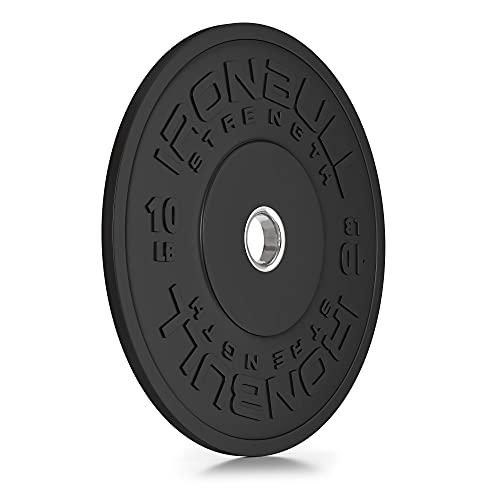 HD Bumper Plates 2" (Single) - One (1) 10 LB Single Rubber Weight Plate in Pounds (LB) for Olympic Barbells - Ideal for Cross-Training, Weightlifting, Fitness and Gym Weights (10lb (Single Plate))