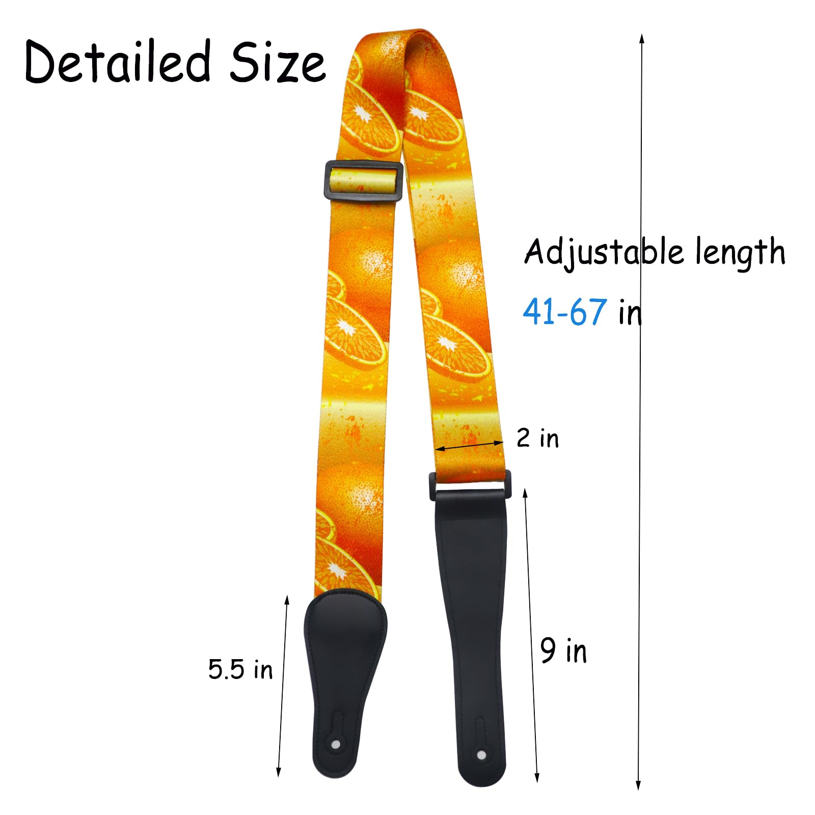 RAUYIVANY Guitar Strap - Polyester Material And Long Leather With 1 Strap Locks 2 Button 3 Guitar Picks, Length 41-61 In,for Bass Electric Acoustic Guitar - Guitarist Gifts