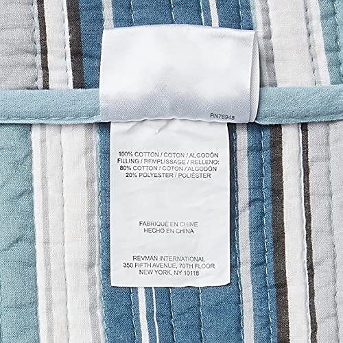 Stone Cottage Fresno Collection Quilt Set-100% Cotton, Reversible, Medium Weight Bedding with Matching Shams, Queen, Blue