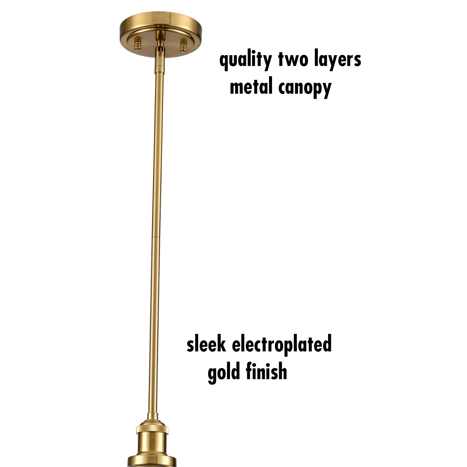 CLAXY Glass Pendant Lights Kitchen Island Mini Pendant Lighting Bell Shade Adjustable Rod Hanging Pendant Light Fixture Gold