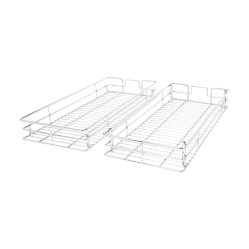 GDAE10 Heavy Duty Cabinet Pull Out Shelves, 2-Tier Pull Out Cabinet Organizer, Silver Slide Out Cabinet Organizer Storage for Home Kitchen