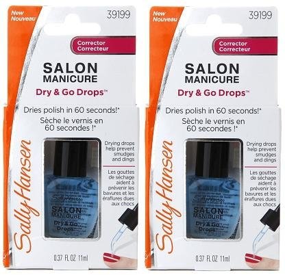 SALLY HANSEN SALON MANICURE DRY AND GO DROPS #39199 (0.37 fl. Oz/11 ml) Each Bottle (PACK OF 2)