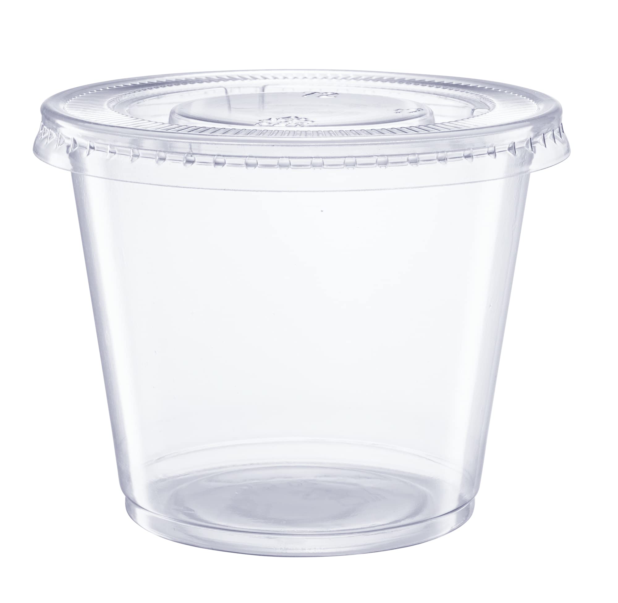Comfy Package [5.5 oz. - 200 Count Clear Disposable Plastic Portion Cups with Lids - Soufflé Cups, Jello Shot Cups With Lids, Clear Plastic Containers Perfect for salad Dressing and More