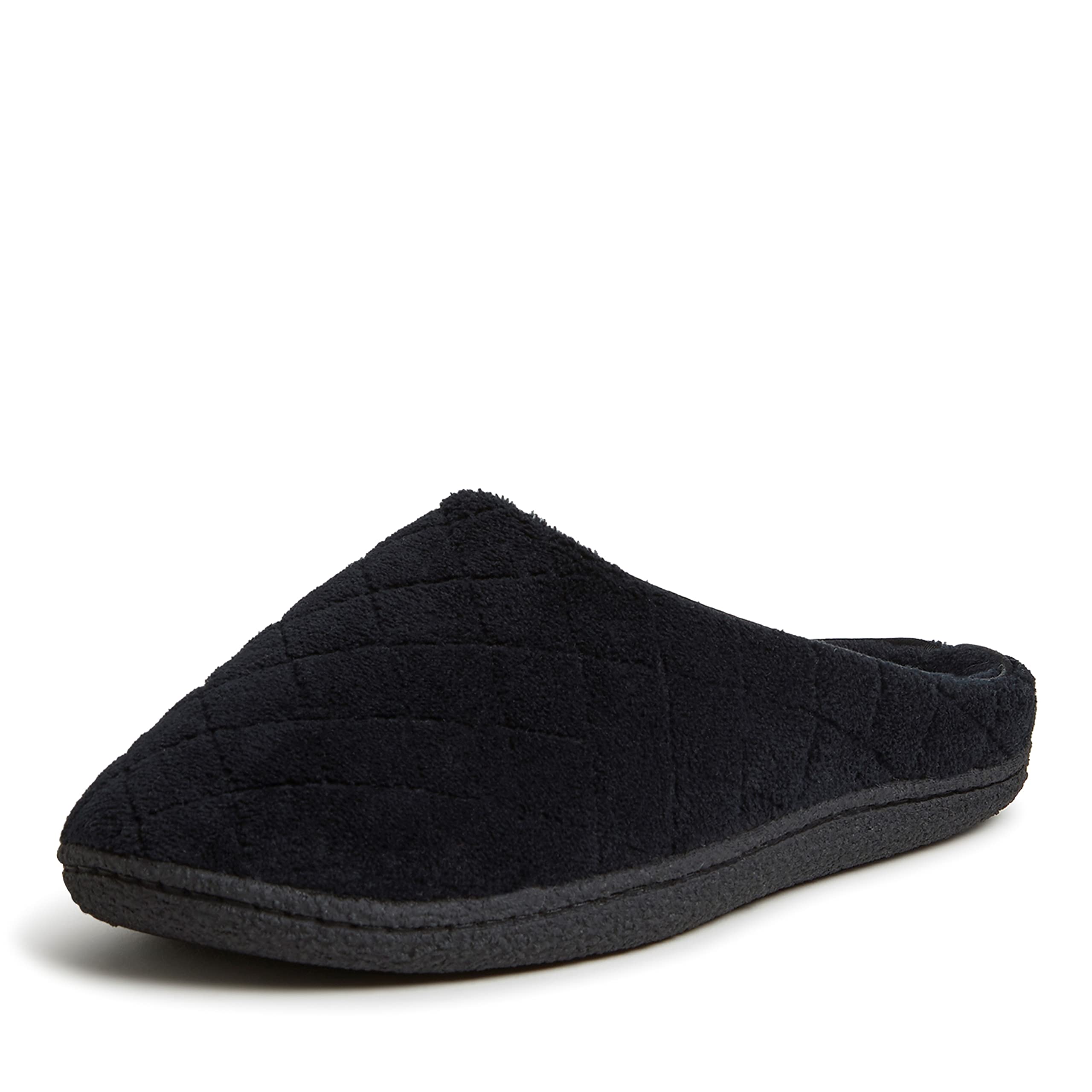 Dearfoams womens Leslie Quilted Terry Clog Slipper, Black Multi, Medium Wide US