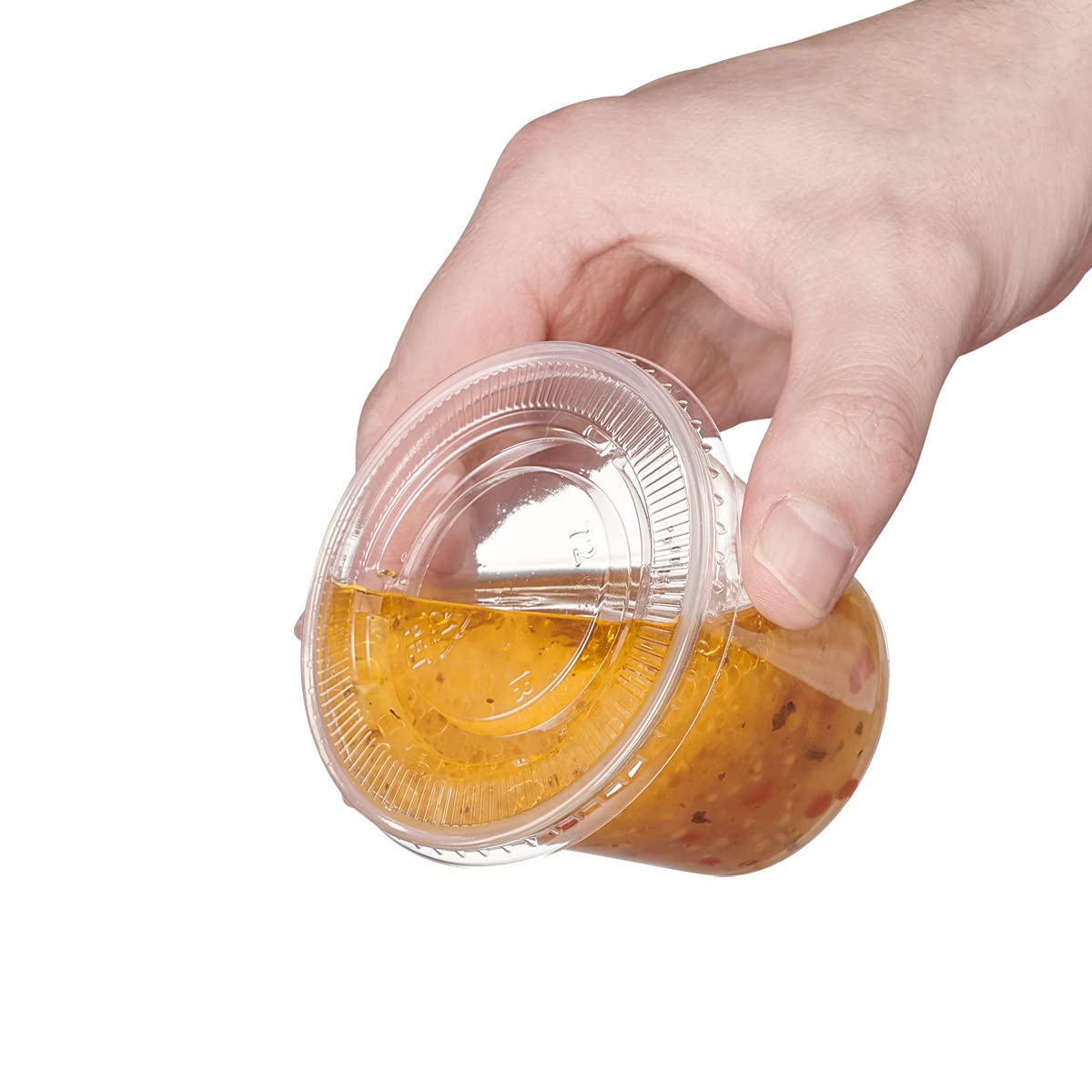 Comfy Package [5.5 oz. - 200 Count Clear Disposable Plastic Portion Cups with Lids - Soufflé Cups, Jello Shot Cups With Lids, Clear Plastic Containers Perfect for salad Dressing and More