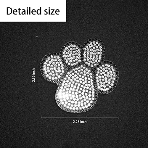 QODOLSI 2 PCS Crystal Car Decoration Stickers, Bling Rhinestone Dog Paw Print Stickers and Decals Car Accessories for Car Bumper Window Laptops Decoration (White)