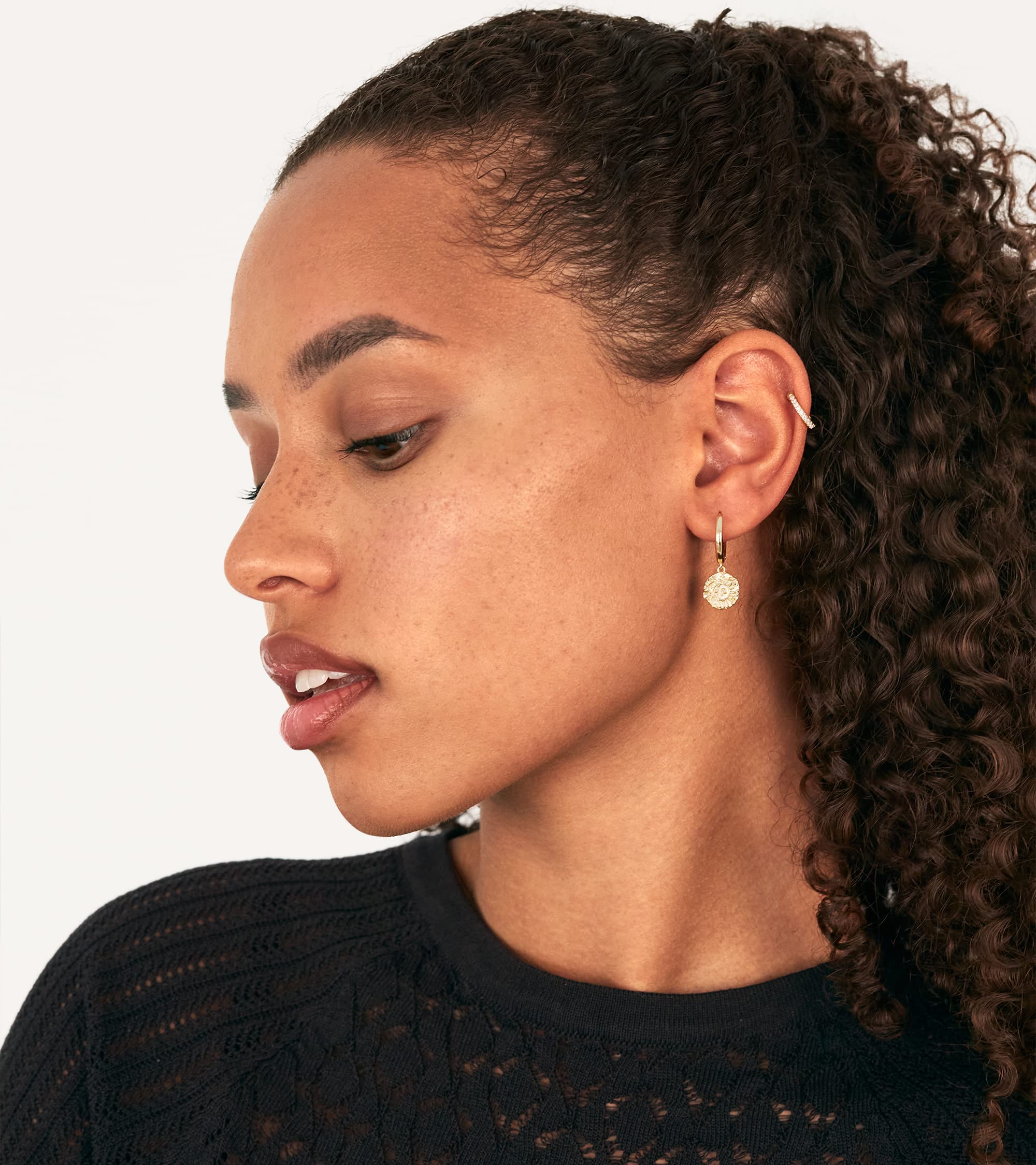PAVOI 14K Yellow Gold Plated S925 Sterling Silver Post Lightweight Drop Dangle Huggie Hoop Earrings for Women | Dainty Coin Earrings