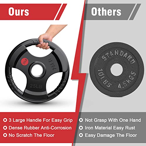 GIKPAL Weight Plates 2-inch Olympic Rubber Weight Plate Sets for Weightlifting, Strength Training & Crossfit in Home Gym - Multiple Weights Available (25lbs 45 lbs)