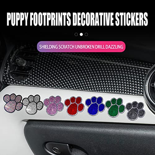 QODOLSI 2 PCS Crystal Car Decoration Stickers, Bling Rhinestone Dog Paw Print Stickers and Decals Car Accessories for Car Bumper Window Laptops Decoration (White)