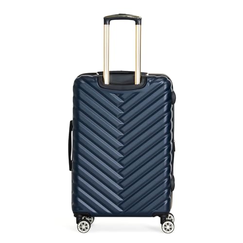 Kenneth Cole REACTION Madison Square Lightweight Hardside Chevron Expandable Spinner Luggage, Navy, 24-Inch Checked