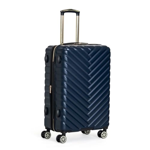 Kenneth Cole REACTION Madison Square Lightweight Hardside Chevron Expandable Spinner Luggage, Navy, 24-Inch Checked