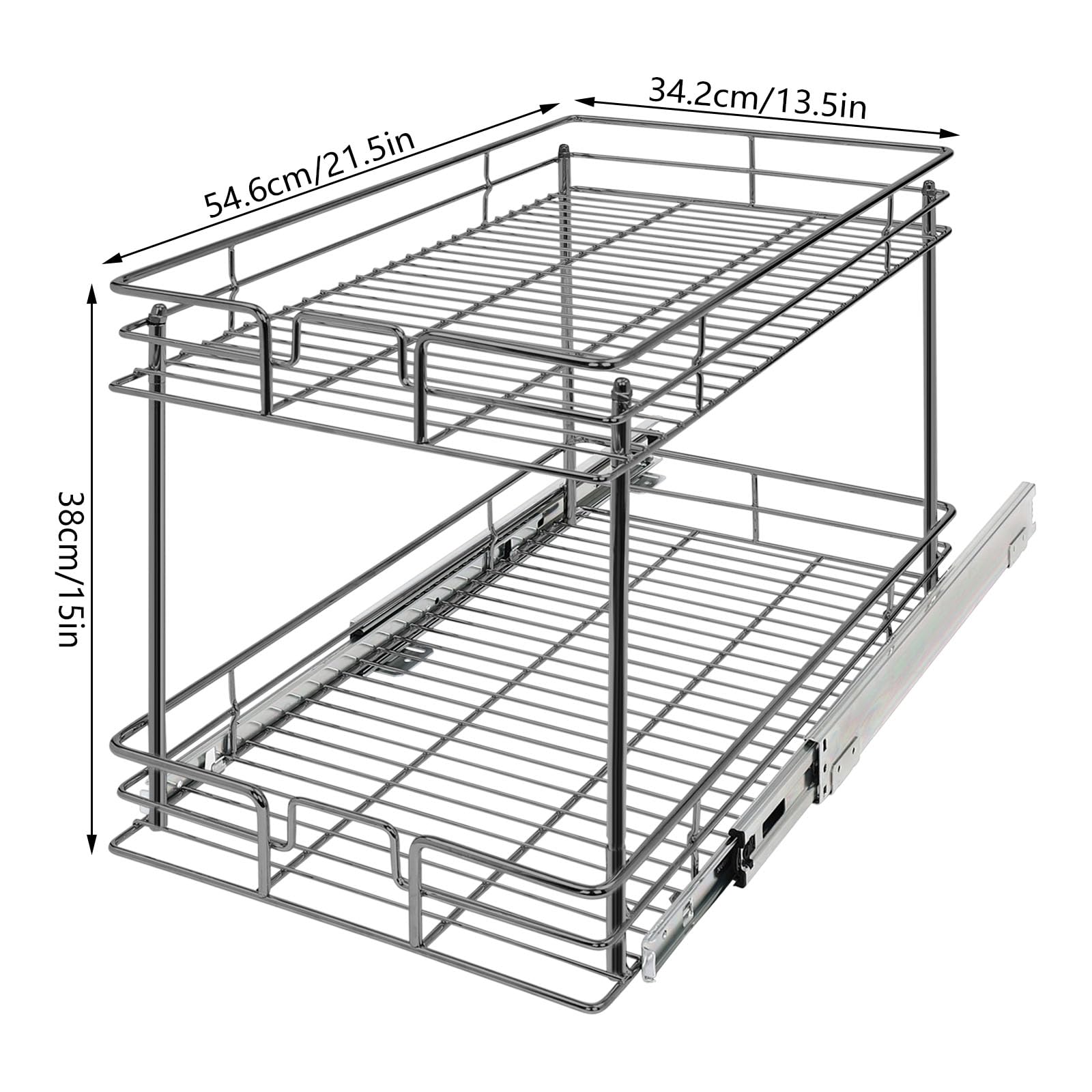 Multi-Purpose Cabinet Organizer,Sink Organizer and Storage,2-Tier Cabinet Pull Out Shelves,Pull Out Cabinet Organizer,Kitchen Helper,for Bathroom,Laundry Room,Kitchen,Pantry(Gray,21.5*13.5*15in)