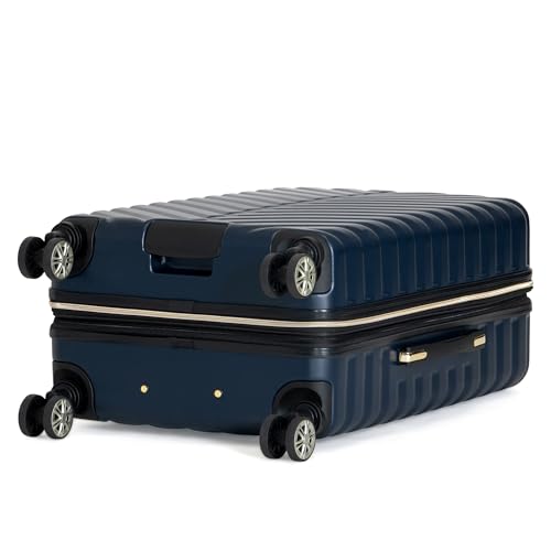 Kenneth Cole REACTION Madison Square Lightweight Hardside Chevron Expandable Spinner Luggage, Navy, 24-Inch Checked