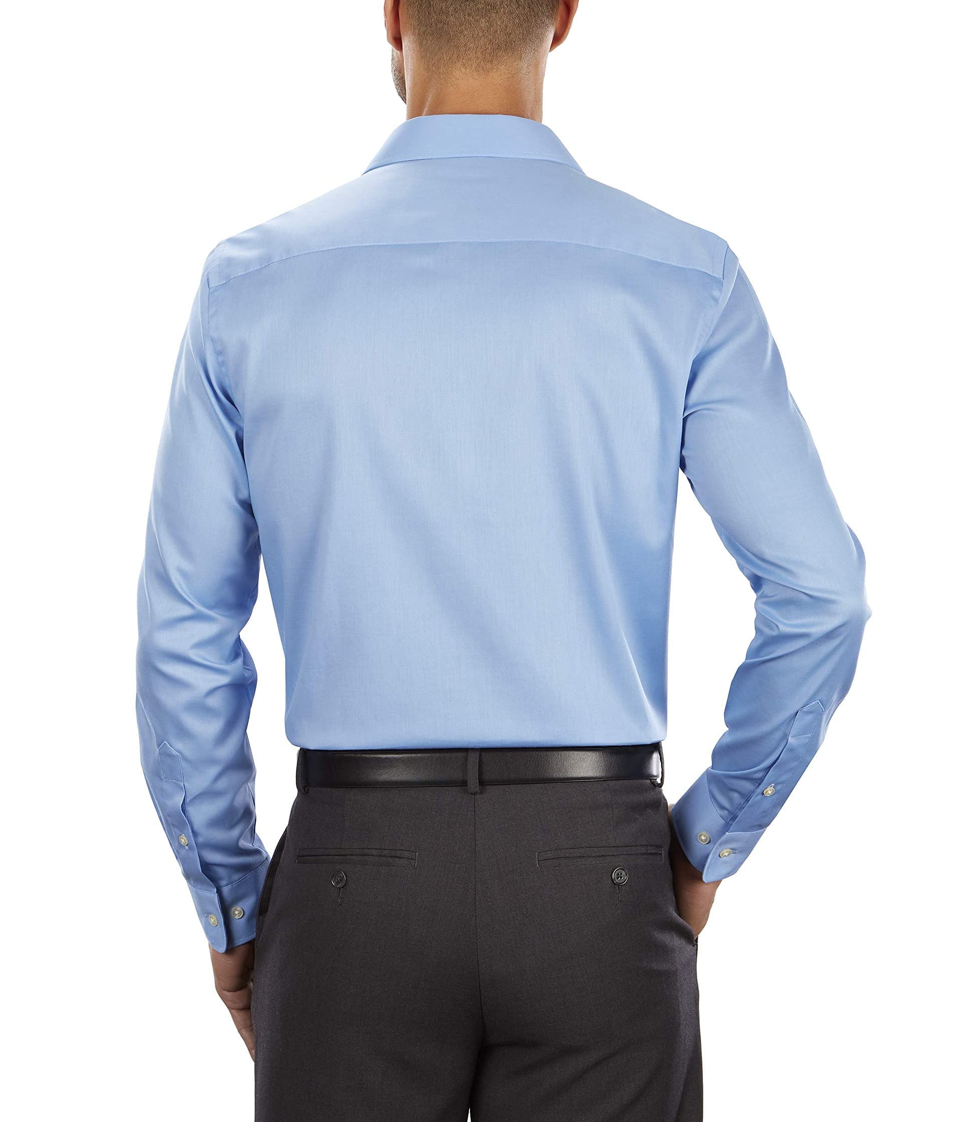 Van Heusen Men's Dress Shirt Slim Fit Flex Collar Stretch Solid, Blue Frost, 17" Neck 36"-37" Sleeve