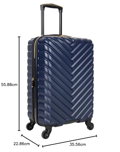 Kenneth Cole REACTION Madison Square Lightweight Hardside Chevron Expandable Spinner Luggage, Navy, 24-Inch Checked