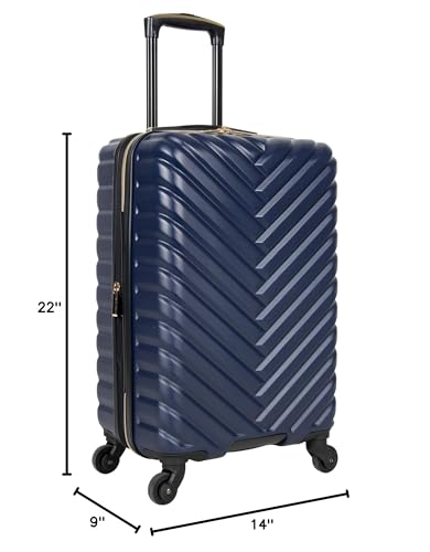 Kenneth Cole REACTION Madison Square Lightweight Hardside Chevron Expandable Spinner Luggage, Navy, 24-Inch Checked
