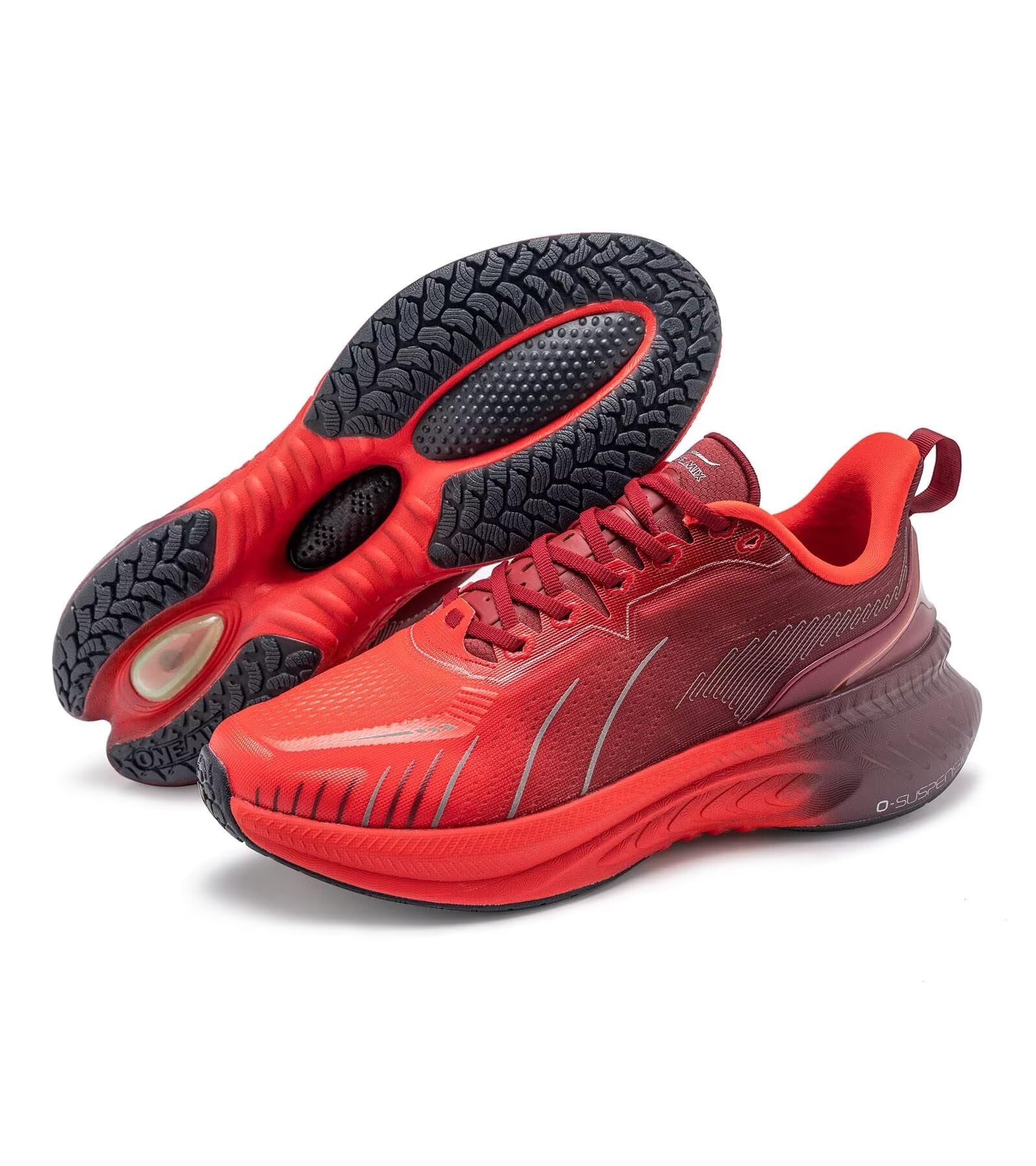 ONEMIX Breathable Men's Max Cushioned Walking Shoes with Arch Support for Plantar Fasciitis Flat Foot Pain Relief Air Lightweight Jogging Running Sneakers Shoes Non Slip Thick Sole,Red,Size 9.5