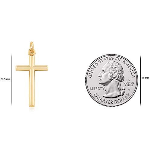 JULIETTE COLLECTION 14K Yellow Gold Rounded Edge Cross Religious Pendant/Charm for Men and Women