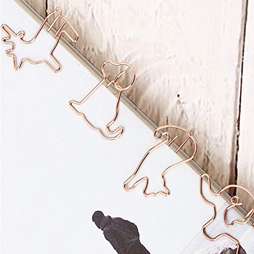 Cucumis 20 Pcs Creative Animal Paper Clips Rose Gold Decoration Bookmark Bill Organization Reading School Supplies (Elephant -20piece)