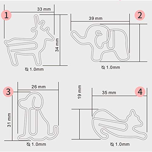 Cucumis 20 Pcs Creative Animal Paper Clips Rose Gold Decoration Bookmark Bill Organization Reading School Supplies (Elephant -20piece)