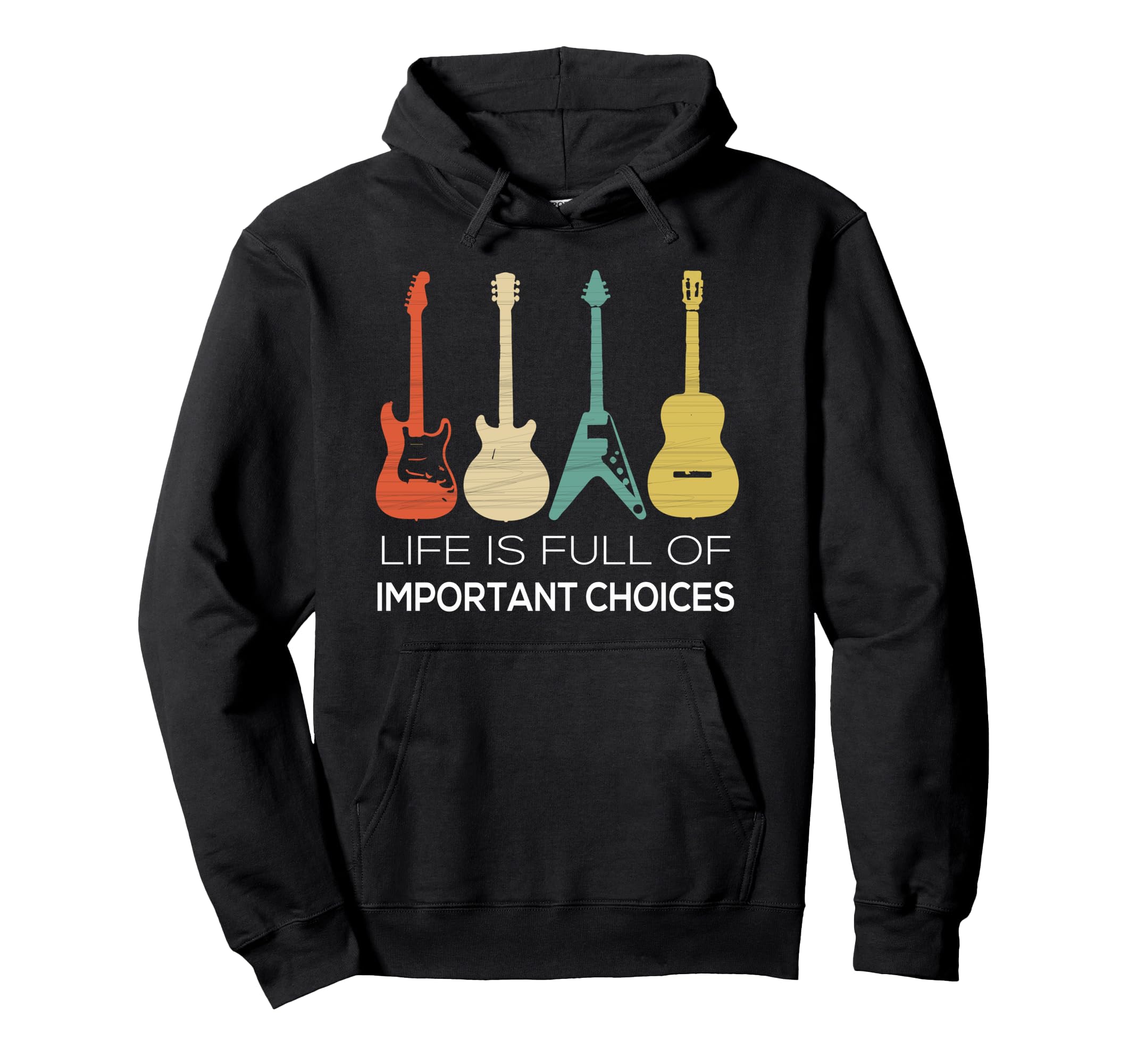 Vintage Guitar Hoodie Electric and Acoustic Pullover Hoodie
