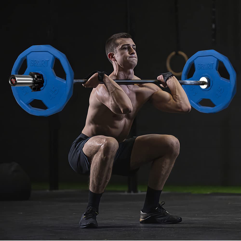 SPART Color Coded Weight Plate 2-Inch Rubber Coated Olympic Grip Plate for Barbell,Solid Cast Iron Weight Plates for Strength Training,Weightlifting,Crossfit,Home Gym, 275LB Combo