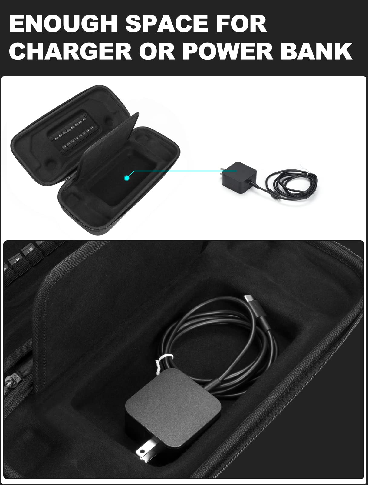 Yewltvep Carrying Case for Steam Deck,Protective Hard Shell Carry Case Built-in AC Adapter Charger Storage and Micro SD Holder,Portable Travel Carrying Case for Steam Deck Console and Accessories