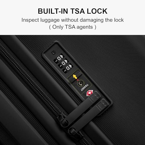 LEVEL8 Luggage Sets 3 Piece, 20 Inch 24 Inch 28 Inch Hardshell Suitcases, Lightweight Luminous Textured Large Luggage, Spinner Wheels Tsa Lock, 3-Piece Set (20/24/28), Black