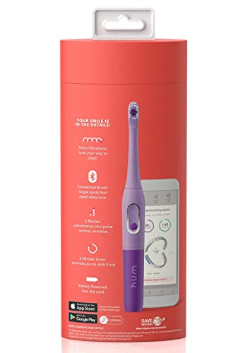 Colgate hum Smart Battery Toothbrush Kit, Sonic Toothbrush with Travel Case, Purple