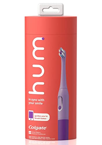 Colgate hum Smart Battery Toothbrush Kit, Sonic Toothbrush with Travel Case, Purple