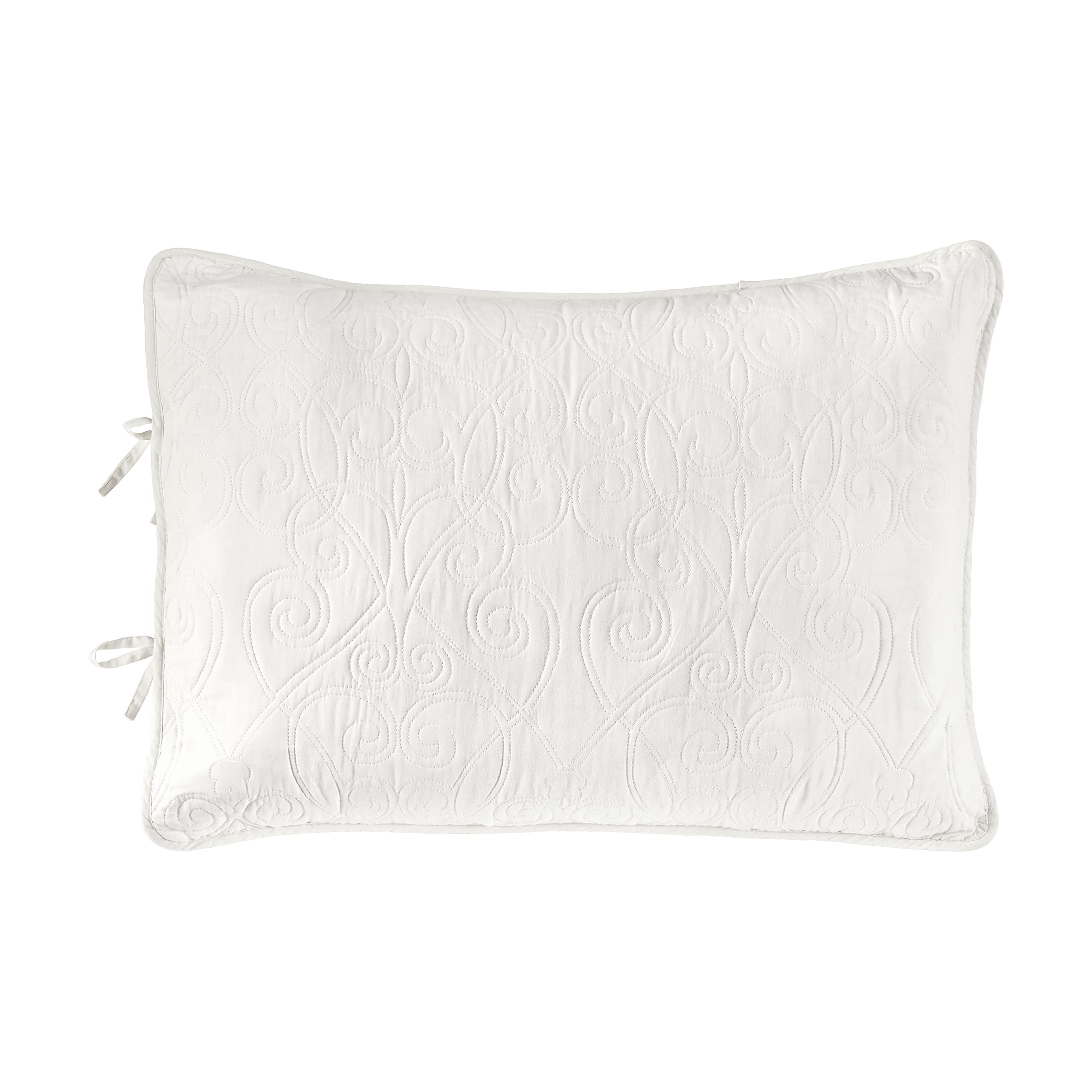 Laura Ashley Felicity Collection Quilt Set-100% Cotton, Reversible, All Season Bedding with Matching Sham(s), Pre-Washed for Added Softness, Queen, White