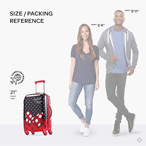 American Tourister Disney Hardside Luggage With Spinner Wheels, Minnie Mouse Red Bow, Checked-Large 28-Inch
