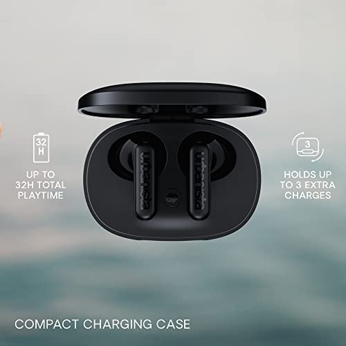 Urbanista Copenhagen True Wireless Earbuds, Bluetooth 5.2 Earphones with Touch Controls & Noise Cancelling Microphone, 32 Hr Total Playtime, USB C Charging Case, IPX4 Water Resistant, Midnight Black