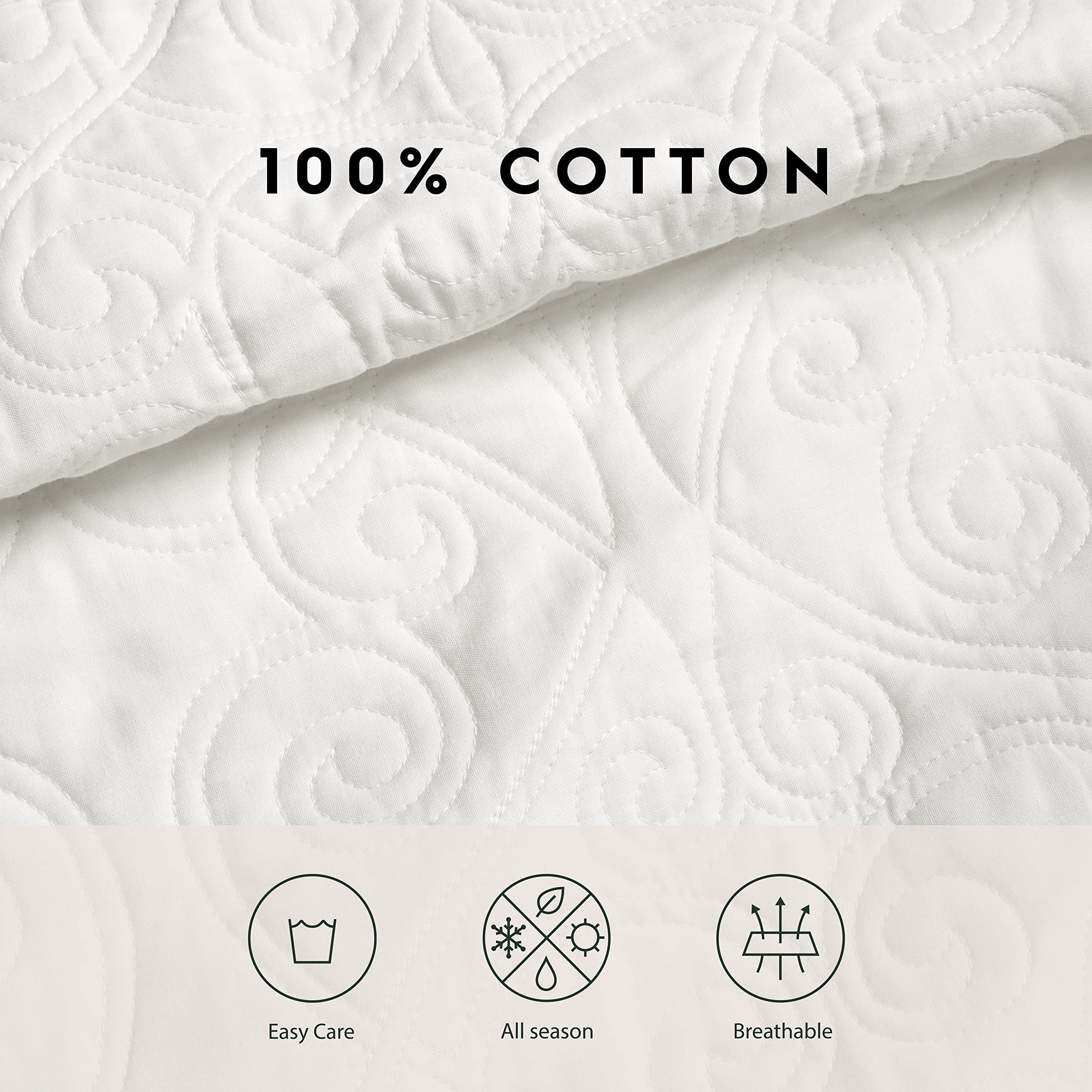 Laura Ashley Felicity Collection Quilt Set-100% Cotton, Reversible, All Season Bedding with Matching Sham(s), Pre-Washed for Added Softness, Queen, White