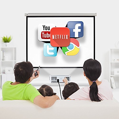 Full HD 1080p Hi-Res Mini Portable Smart Video Cinema Home Theater Projector - Built-In Dual Core Android Computer, WiFi Wireless Multimedia, LCD+LED, HDMI & USB Inputs for Blu Ray PC Laptop & TV