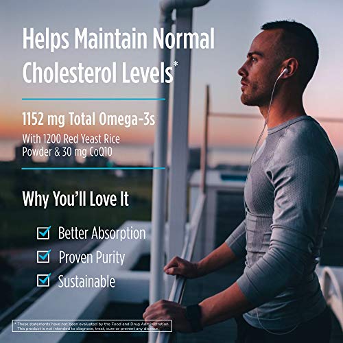 Nordic Naturals Omega LDL, Lemon - 60 Soft Gels - 1152 mg Omega-3 + Red Yeast Rice & CoQ10 - Heart Health, Normal Cholesterol, Antioxidant Support - EPA & DHA - Non-GMO - 20 Servings