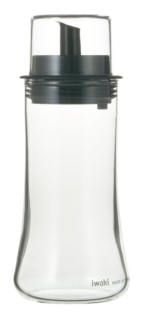 iwaki KT5032-BKO Heat Resistant Glass Seasoning Container, Oil Bottle, Oil Dispenser, Black, M, 5.3 fl oz (160 ml), Lid Included