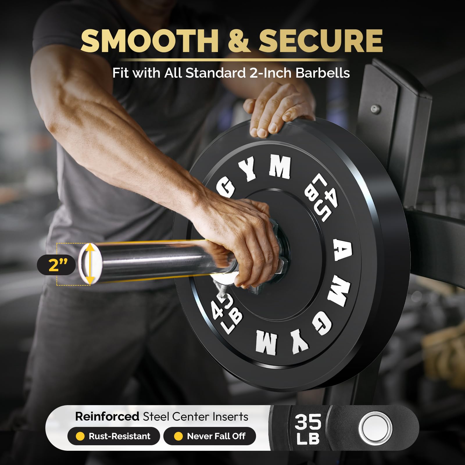 AMGYM LB Bumper Plates Olympic Weight Plates, Bumper Weight Plates, Steel Insert, Strength Training(260LB Set)