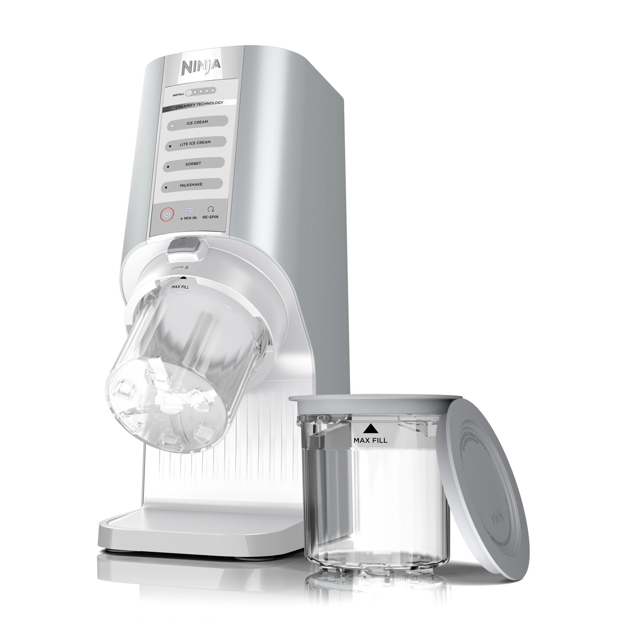 Ninja CREAMi Breeze Ice Cream Maker and Frozen Treat Maker 5 in 1 (Renewed) Bundle with 2 Year Enhanced Protection Pack
