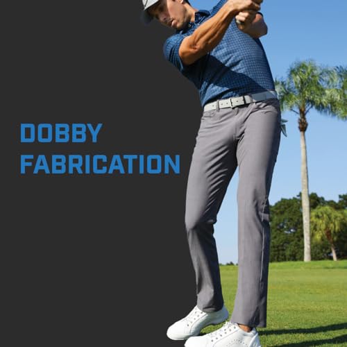 PGA TOUR Men's Flat Front Comfort Stretch 5 Pocket Golf Pant, Dk Grey Heather, 38W x 32L