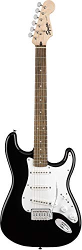 Fender Squier Stratocaster - Black Bundle with Frontman 10G Amplifier, Gig Bag, Instrument Cable, Strap, Picks, Fender Play Online Lessons, Instructional Book, and Instructional DVD