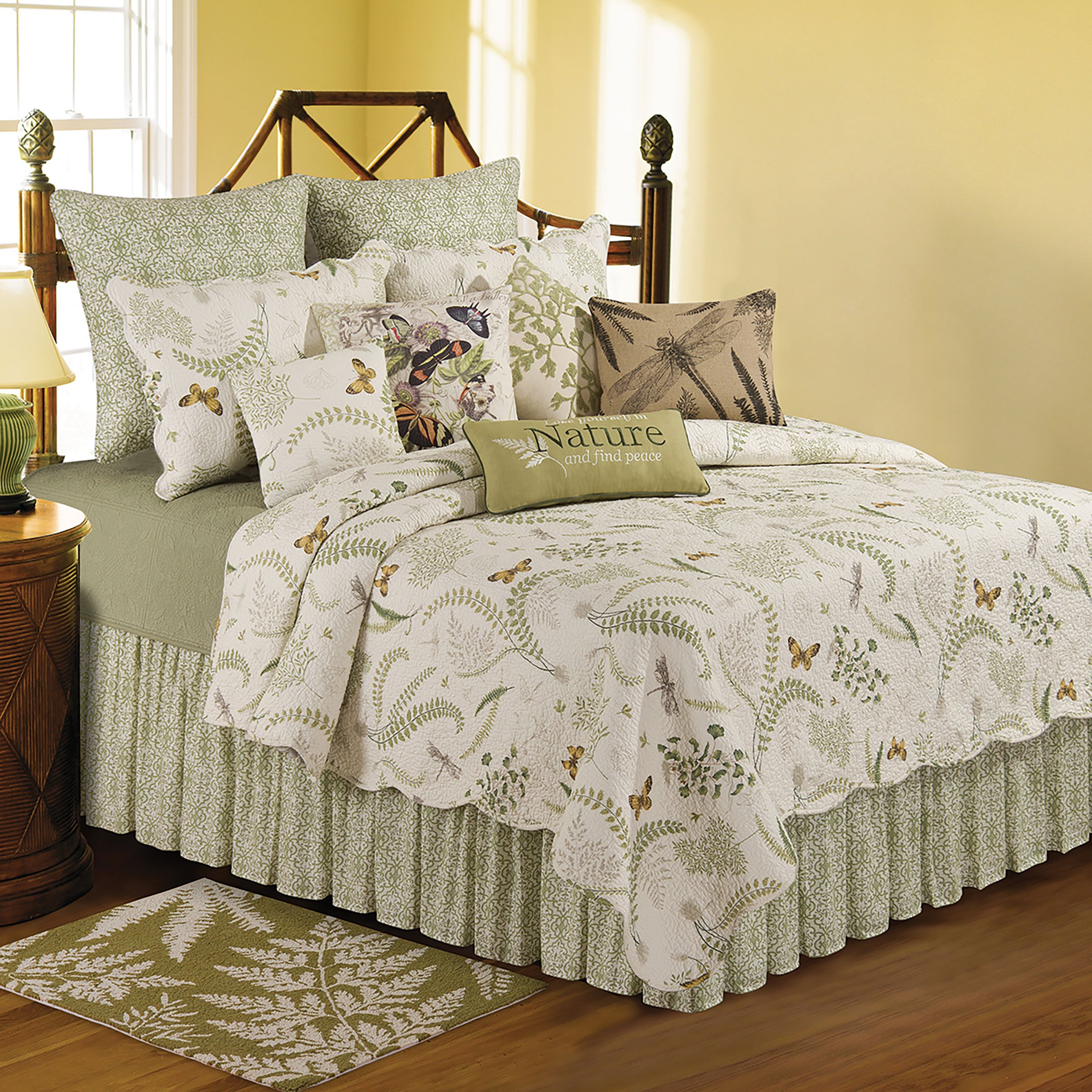 C&F Home Althea Full/Queen Quilt 100% Cotton Lightweight Machine Washable Reversible Bedspread Coverlet Full/Queen Green