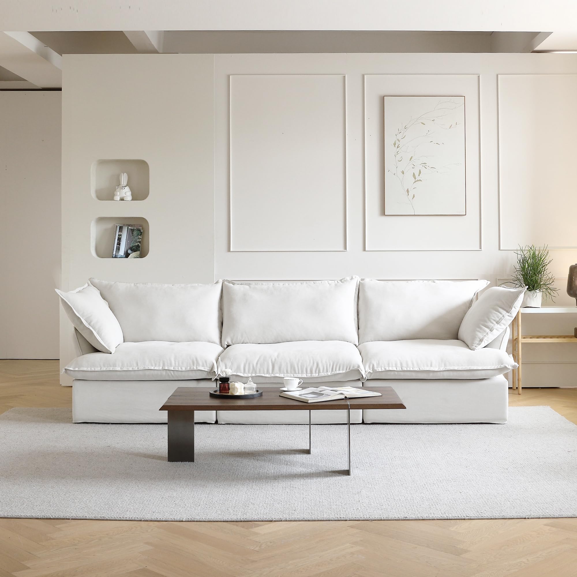 JACH Modern Modular Sectional Sofa 3 Seat for Living Room, Comfy Convertible Sectional Sofas Couches, Cushion Covers Removable, Two Corners and One Middle Sofa for Living Room (White)