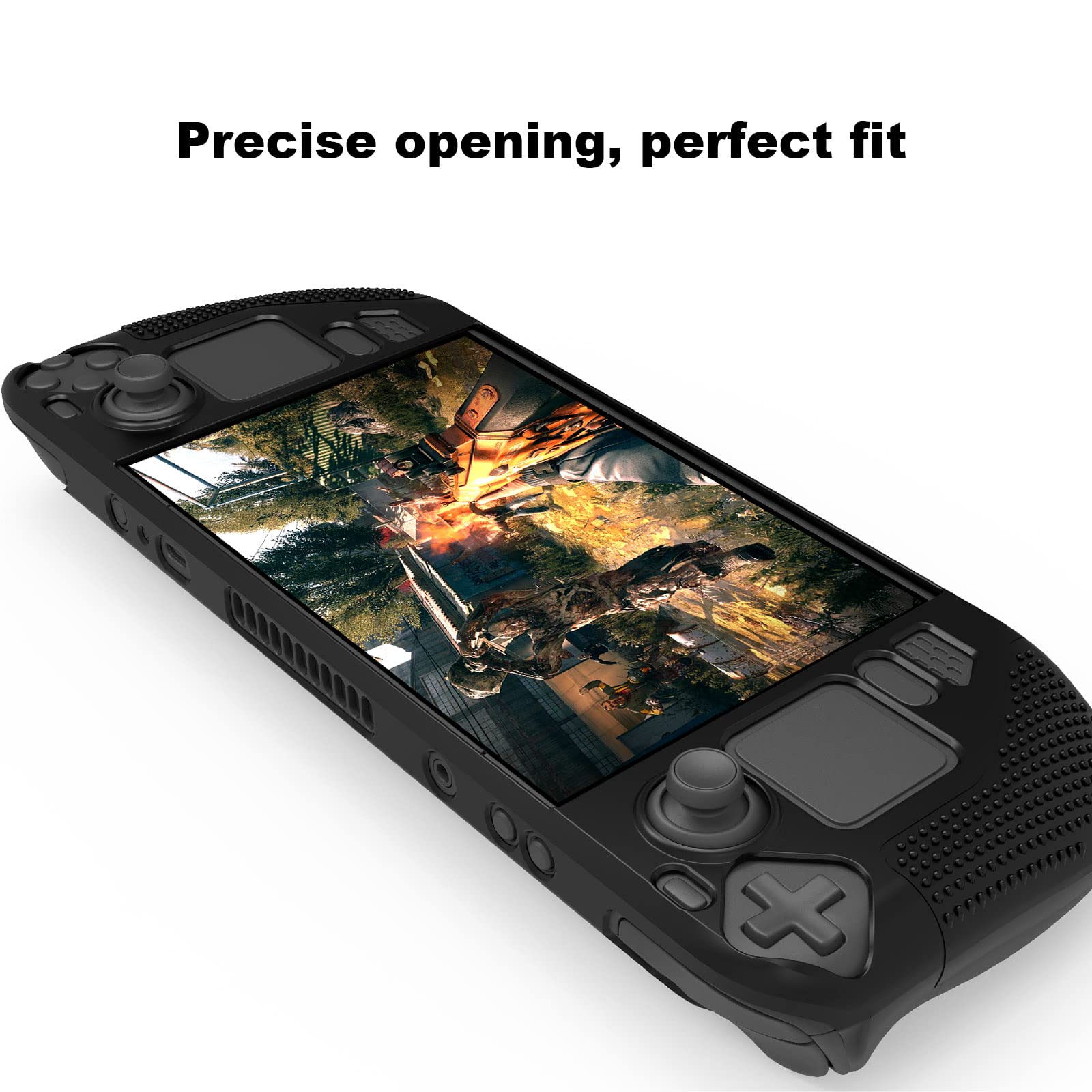 Protective Case for Steam Deck, MASIMEMDRY Full Body Silicone Soft Cover Protector for Steam Deck, Shock-Absorption and Anti-Scratch Design, Black