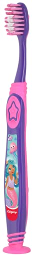 Colgate Mermaid Toothbrush with Suction Cup for Children 5+ Years Old, Extra Soft (Colors Vary) - Pack of 3