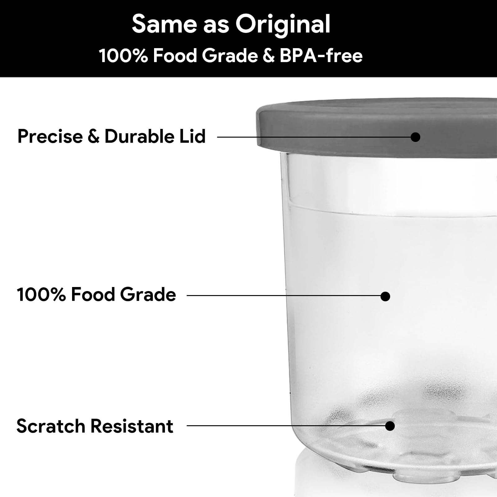 ChooKaChoo Upgraded Containers Replacement for Ninja Creami Pints and Lids, Compatible with NC301 NC300 Series Ice Cream Maker, Leak-proof Lids, BPA Free, Dishwasher Safe, Grey/Lime/Pink/Aqua (NC301)