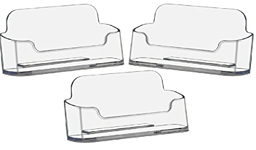 3 Clear Plastic Business Card Holders Desk or Counter Display Stands