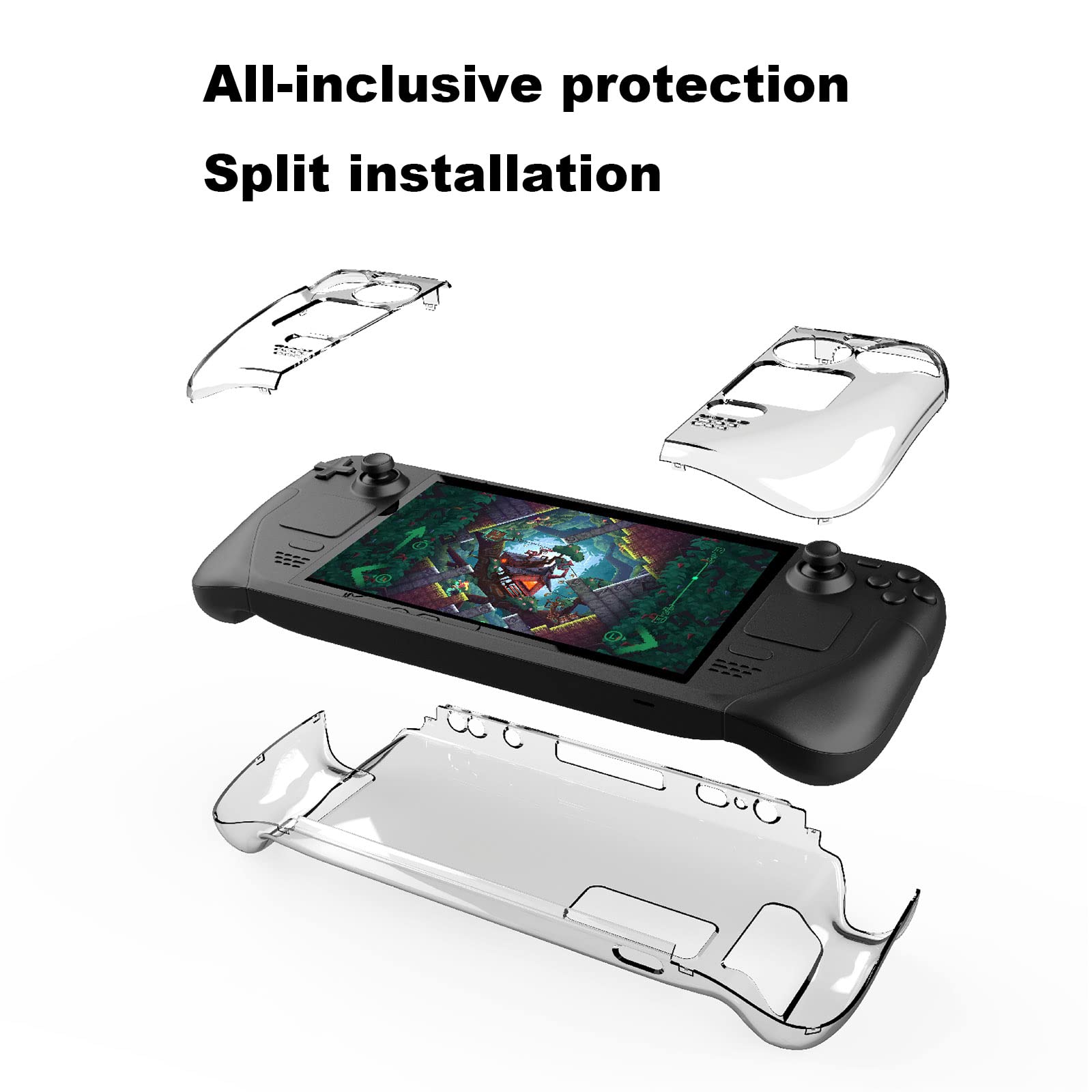 Protective Case for Steam Deck, Anti-Slip PC Shockproof Protective Cover Compatible with Steam Deck(Clear)
