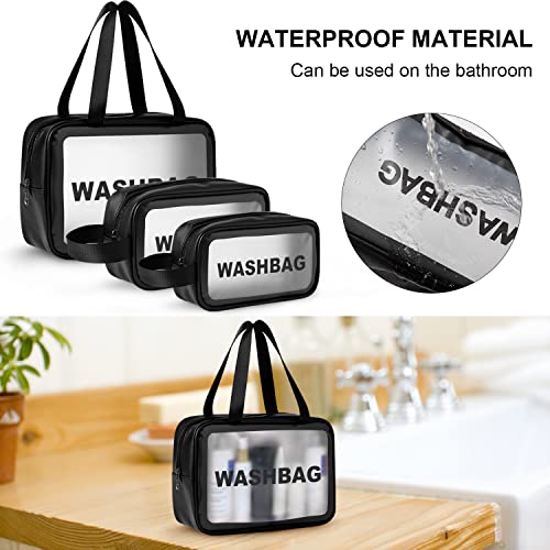 MicoSim Clear Toiletry Bag Set for Women Men, Translucent Waterproof Travel Makeup Bag with Handle, Large Capacity Sturdy & Leak Resistant Cosmetic Bag Pouch for Traveling,Accessories…